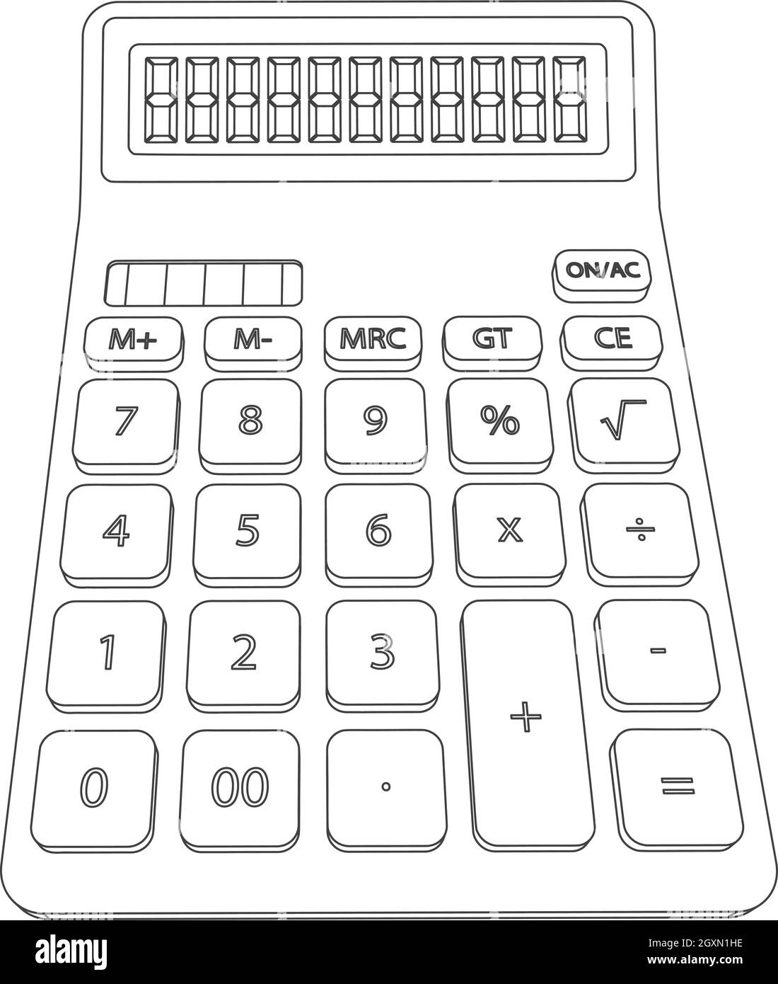 Vector calculator illustration front view, outline Stock Vector Image ...