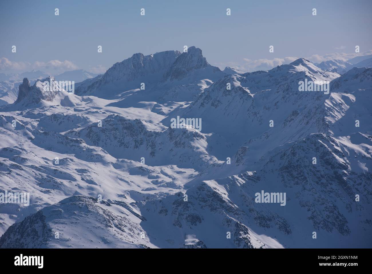 mountain landscape at winter with fresh snow on beautiful sunny day at ...