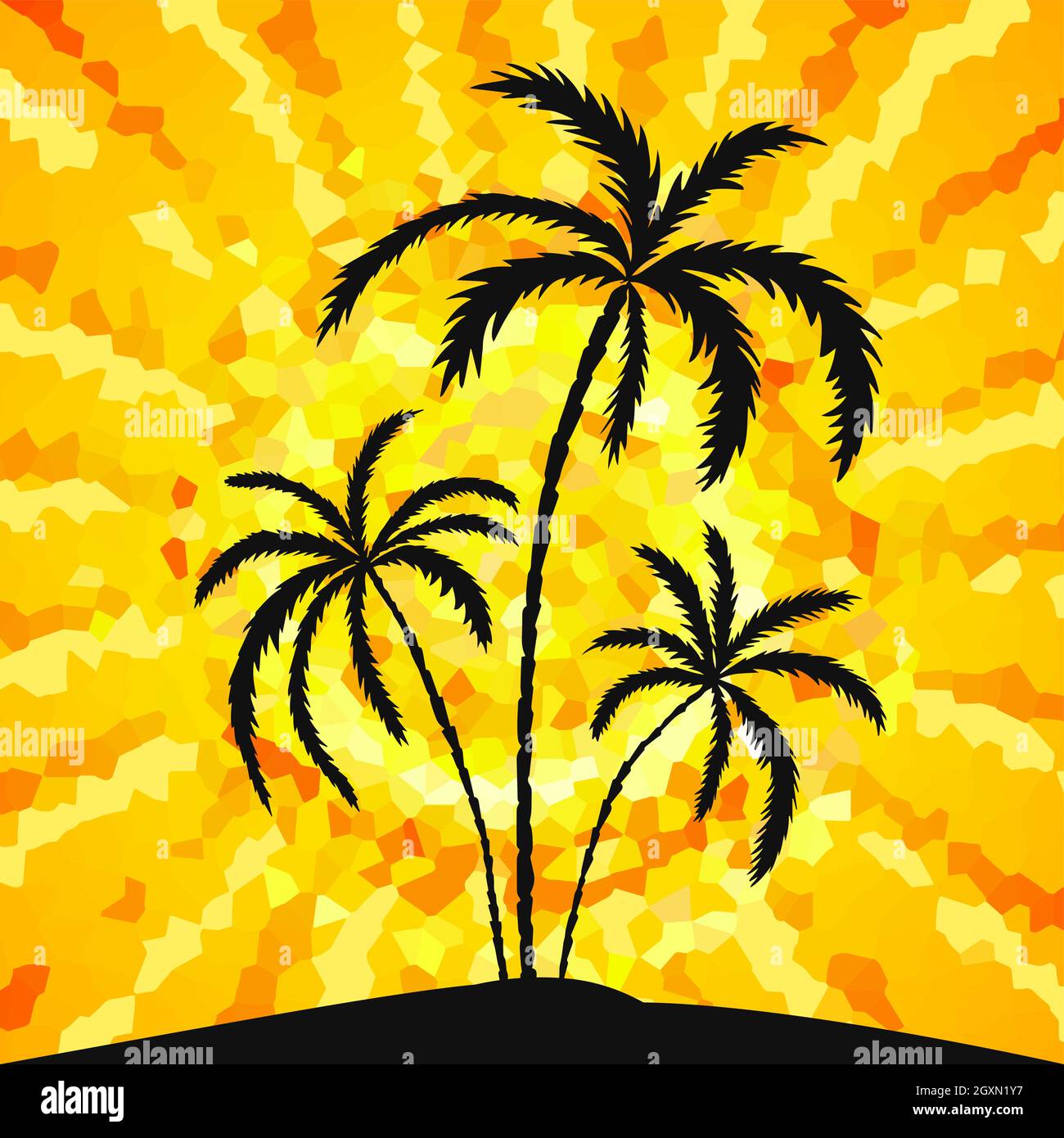 Abstract background of a palm tree at sunset. Vector illustration Stock ...