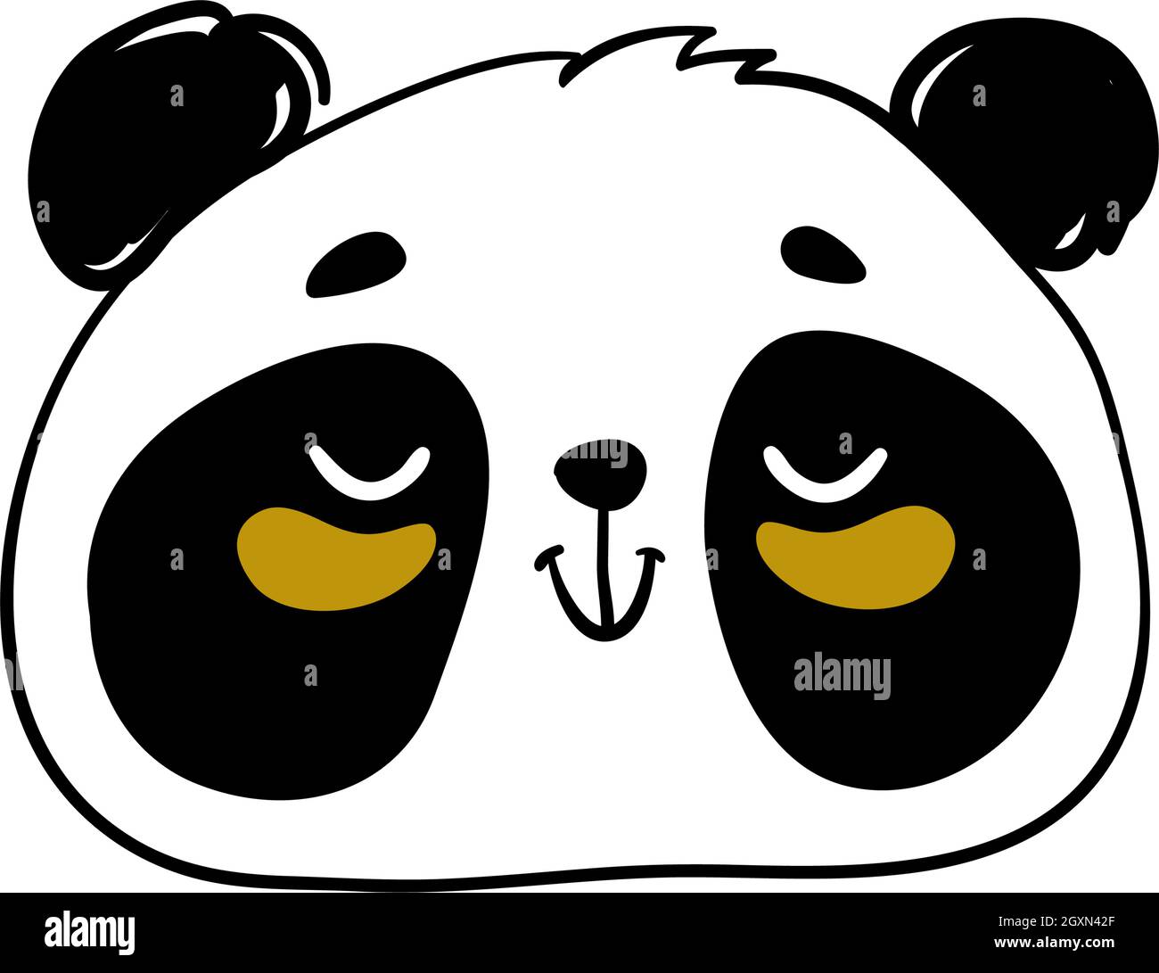 Cute panda face with patches on eyelids. Vector hand drawn style ...