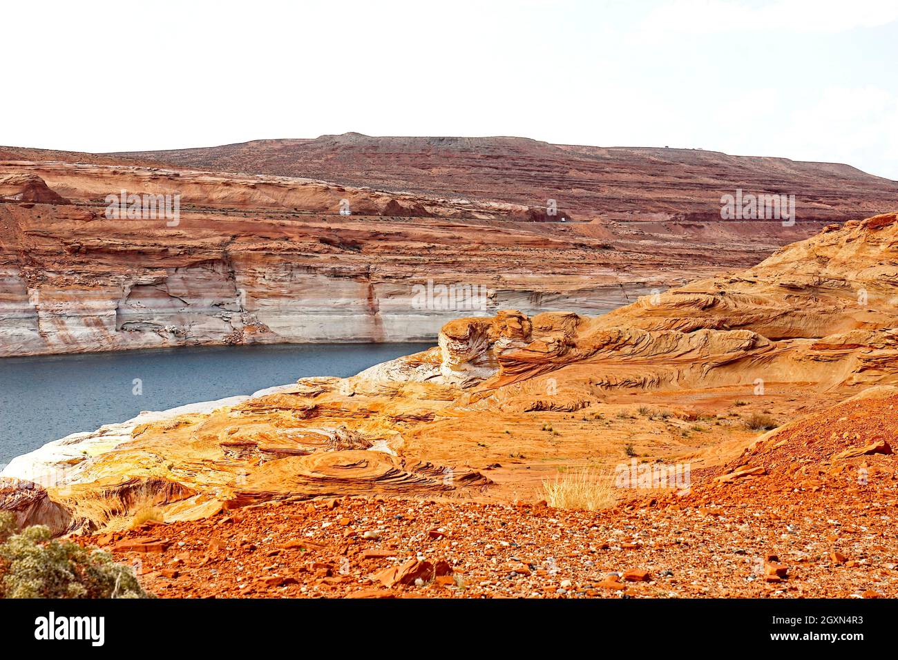 Unique Erosion Patterns On Shoreline Of Arizona Waterway Stock Photo ...