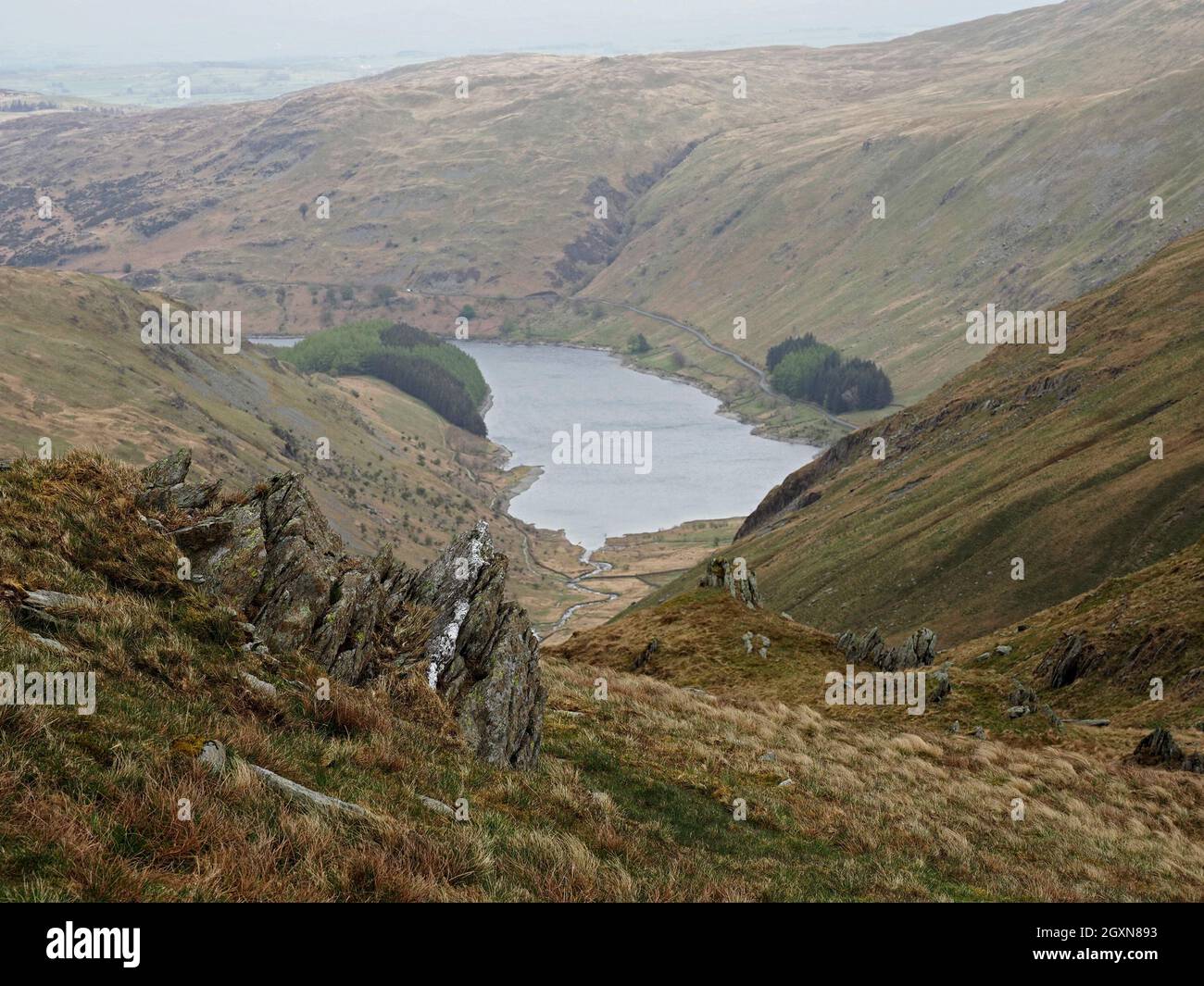 rocky lakeland landscape from Nan Bield pass on the way up to High ...