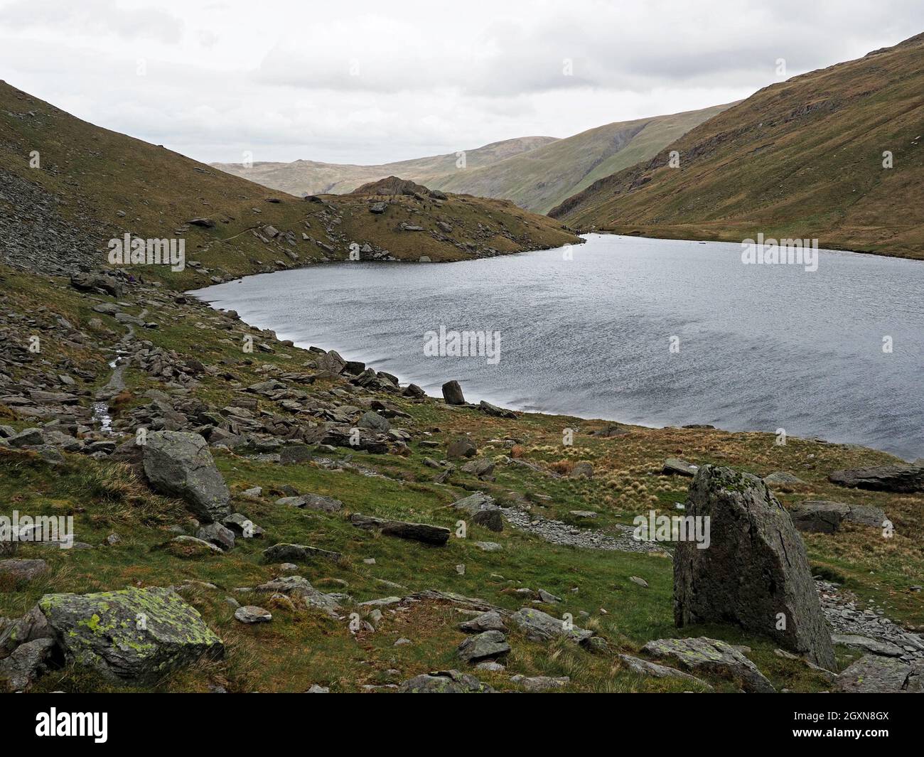rocky lakeland landscape looking over Small Water above Haweswater ...