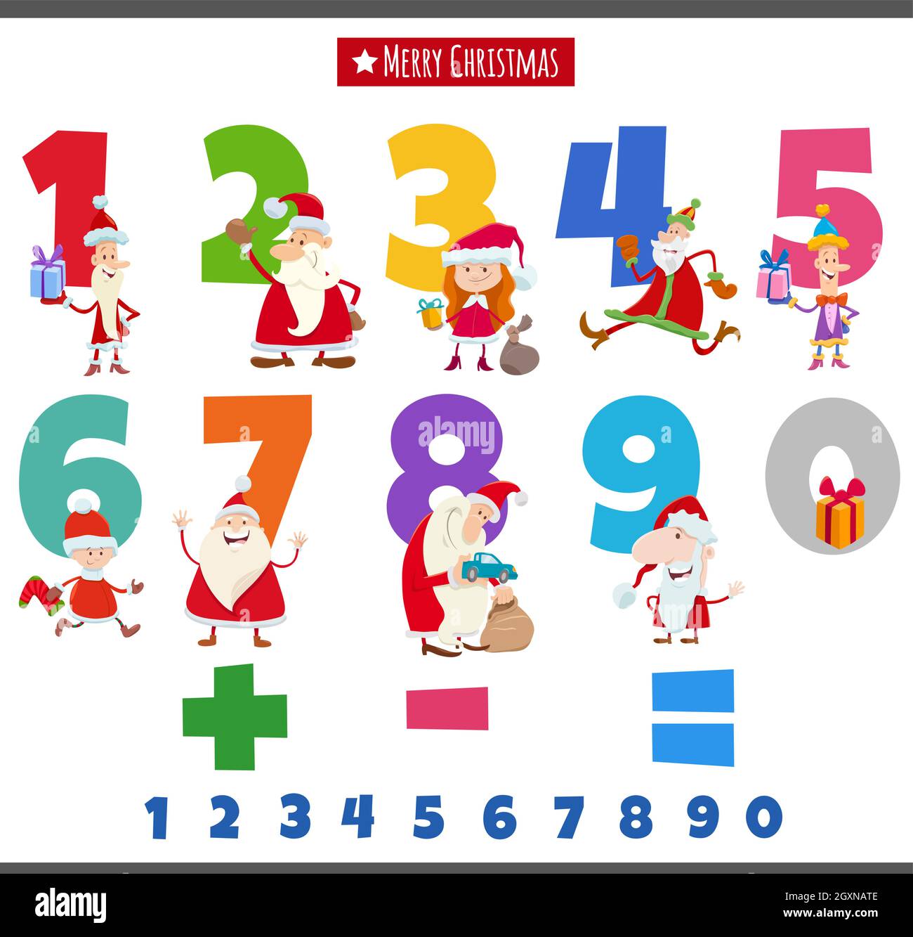 Cartoon illustration of educational numbers set from one to nine with ...