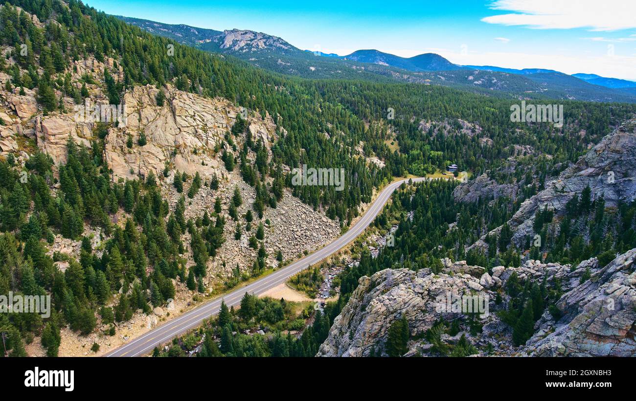 Highway through pine tree forest hi-res stock photography and images ...