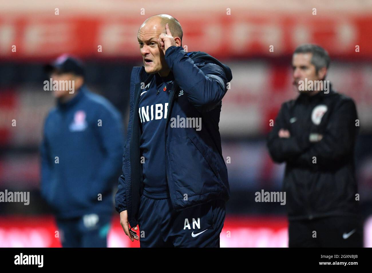 Preston North End manager Alex Neil reacts on the touchline Stock Photo ...