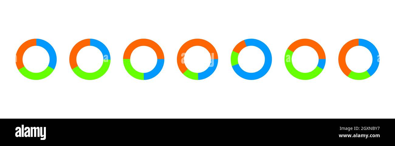 Donut chart examples. Circle diagrams divided in 3 sections of ... Donut chart examples. Circle diagrams divided in 3 sections of ...