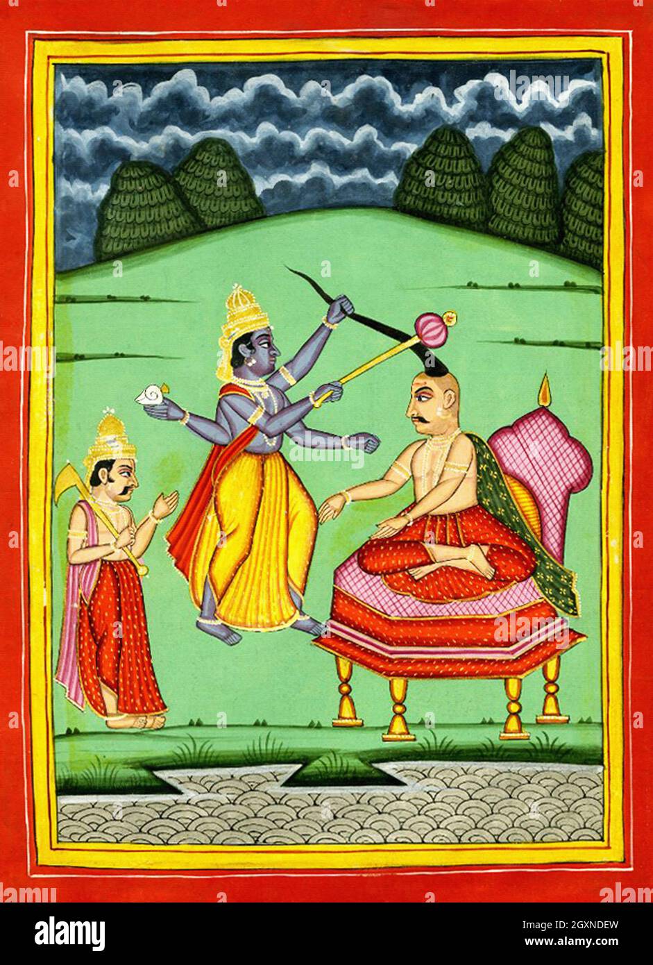 Deity Krishna killing Kansa Stock Photo - Alamy