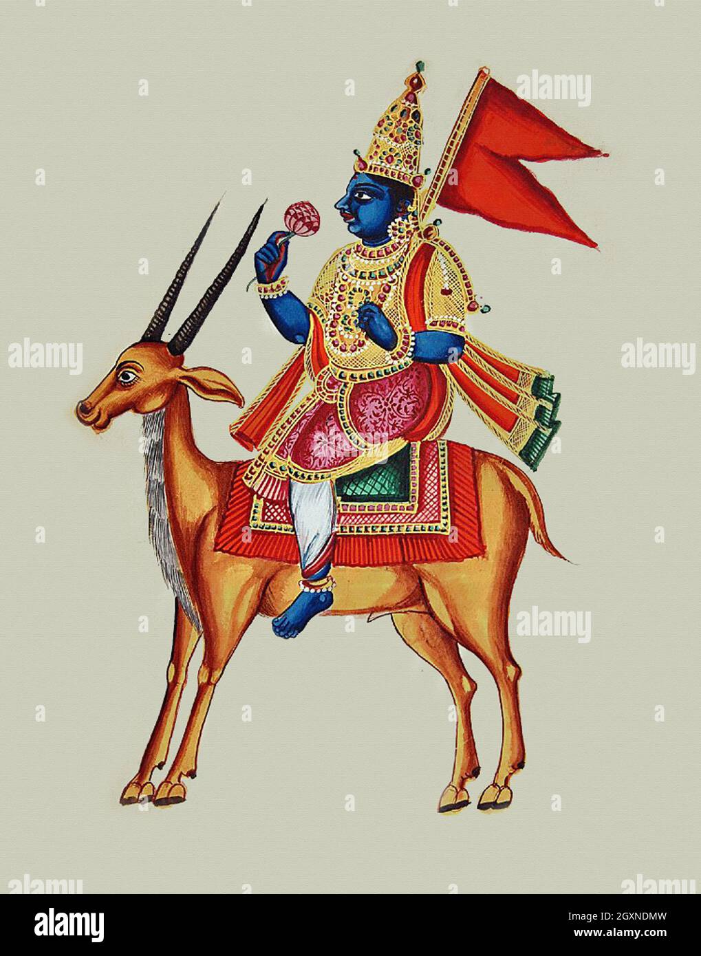 Vāyu rides on an antelope Stock Photo - Alamy