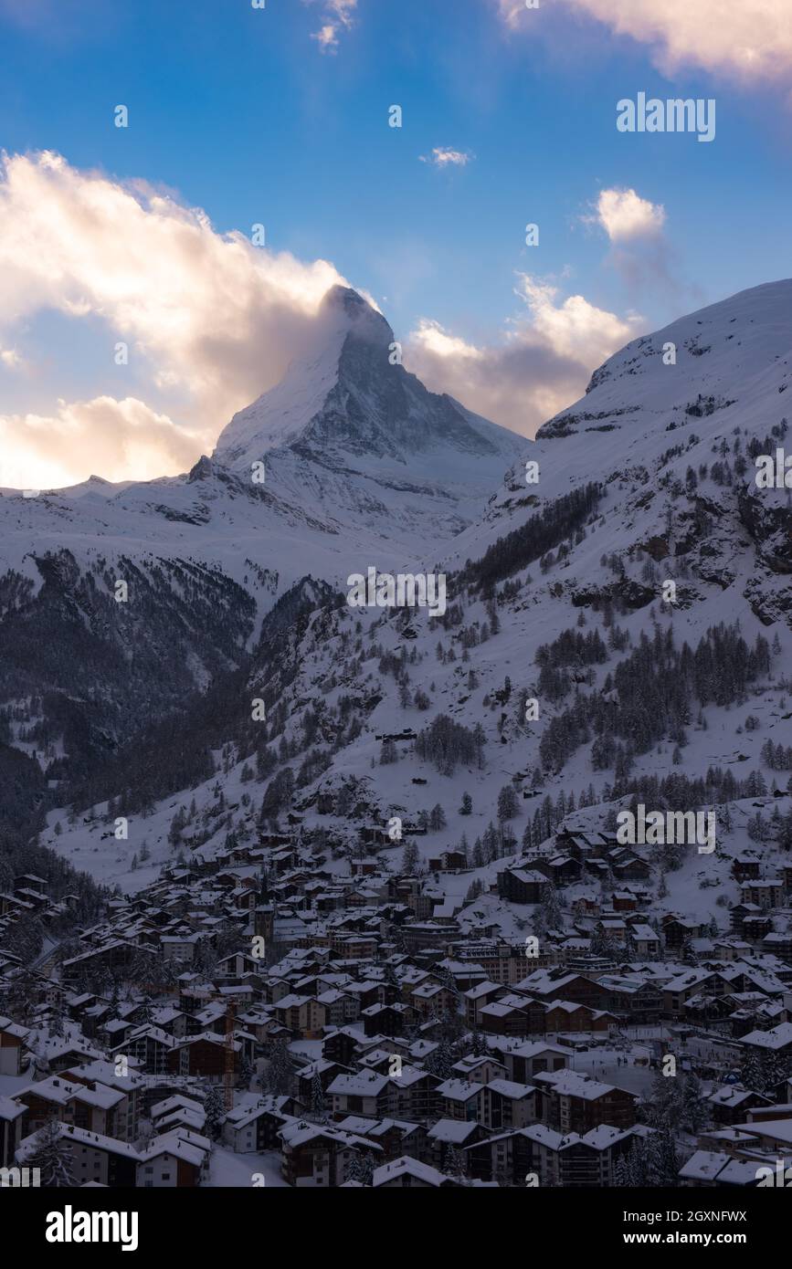 Aerial view on zermatt valley hi-res stock photography and images - Alamy