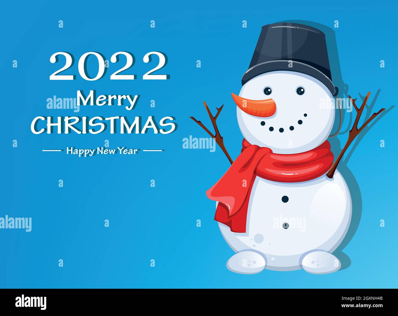 Merry Christmas greeting card with snowman. Funny snowman cartoon ...