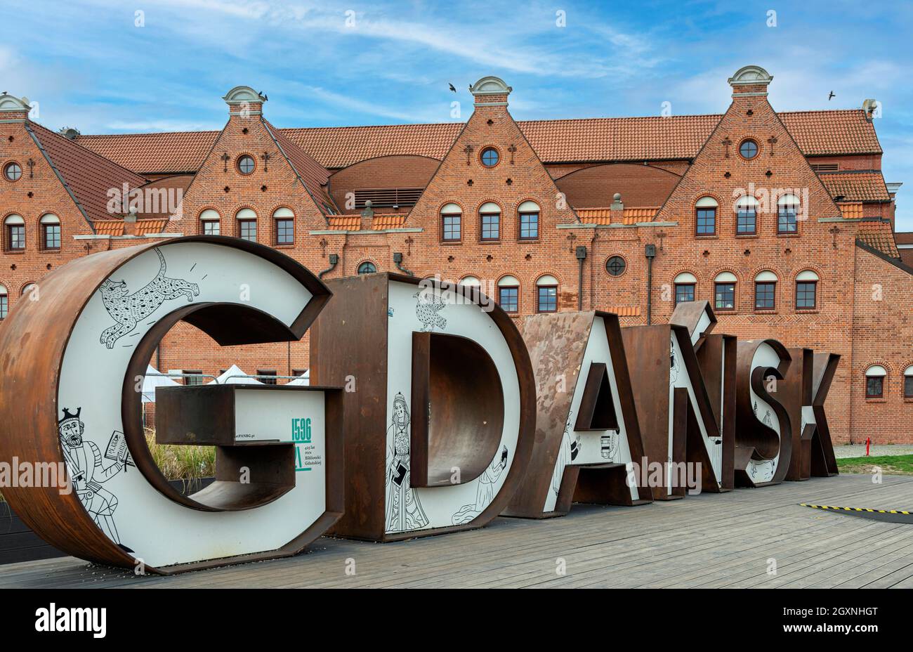 The Gdansk lettering in front of the Filharmonie in the Old Town ...