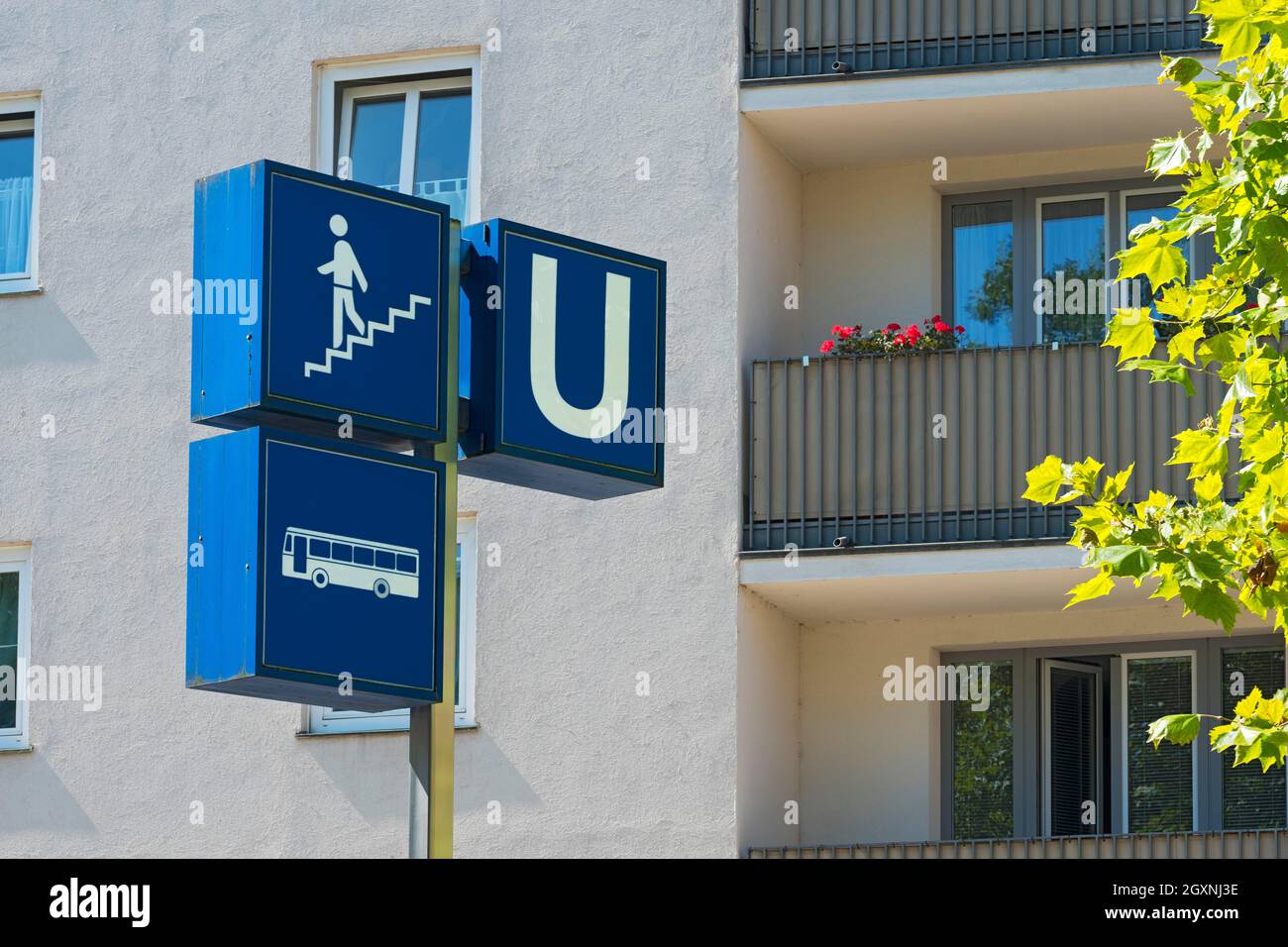 Signs, underground and bus, at Harras, Munich, Upper Bavaria, Bavaria ...
