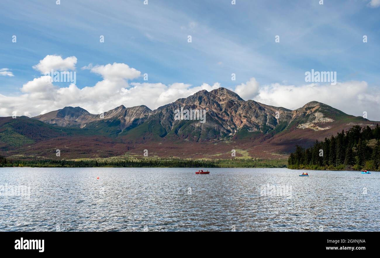 Pyramid Lake, behind Pyramid Mountain, Jasper National Park National ...