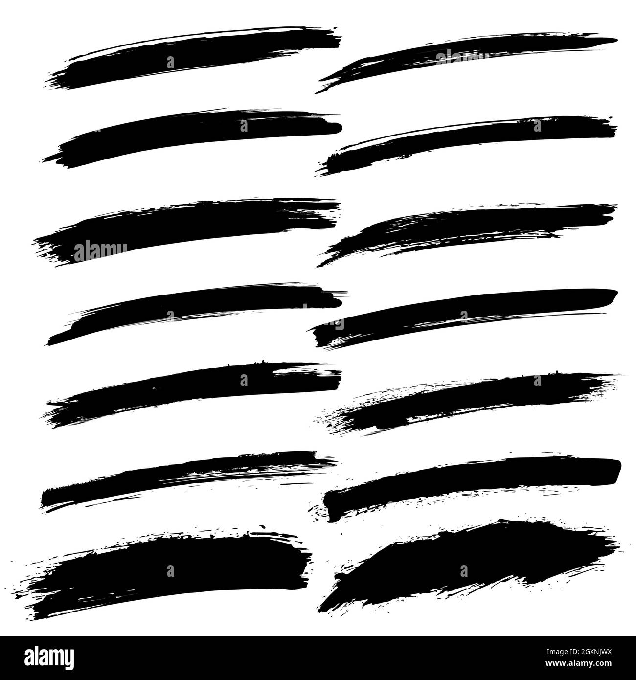 Set of black paint grunge smears. Vector illustration. Dirty artistic ...