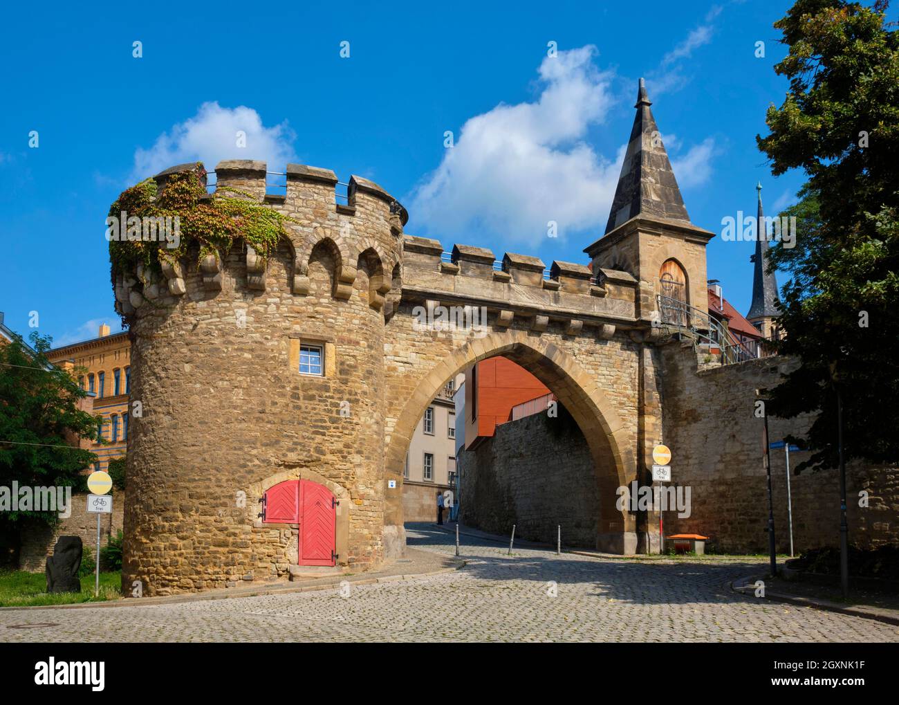Crooked gate to the cathedral district, built 1430, Merseburg, Saxony ...