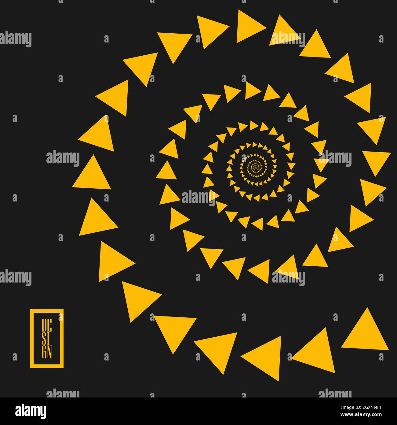 Yellow abstract arrowhead in spiral form. Geometric art. Trendy design ...