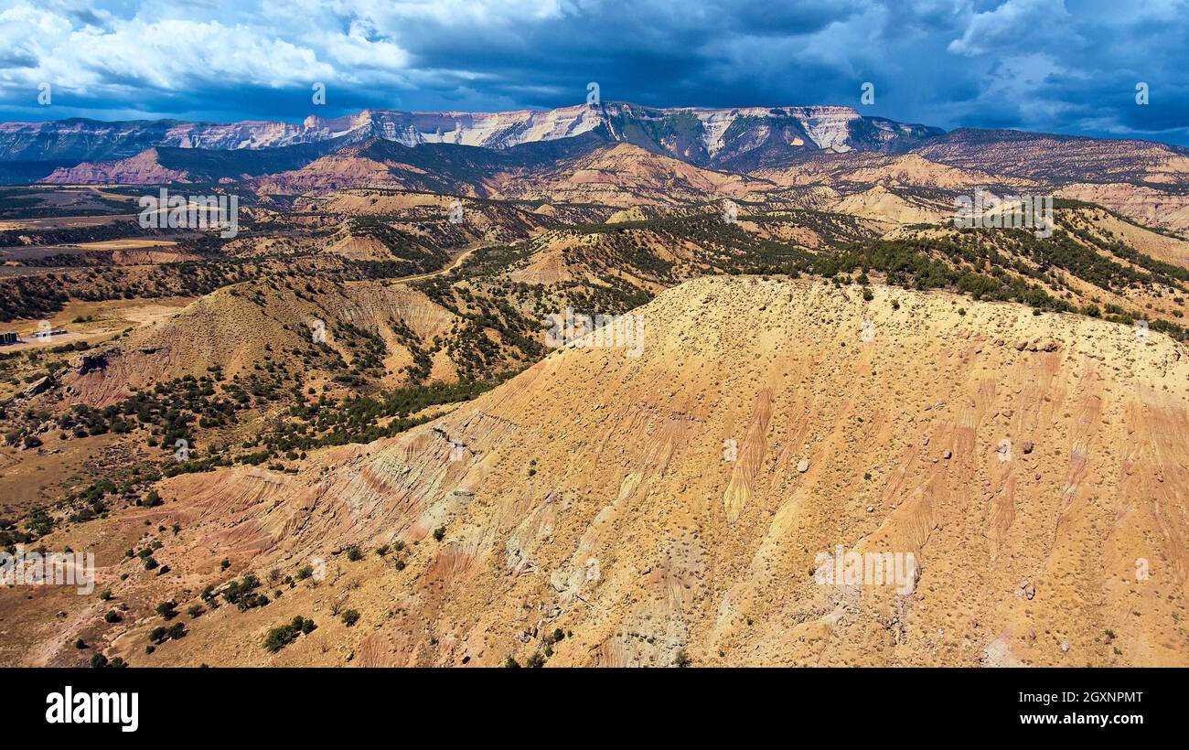 Aerial of desert sandy mountains and storm Stock Photo - Alamy