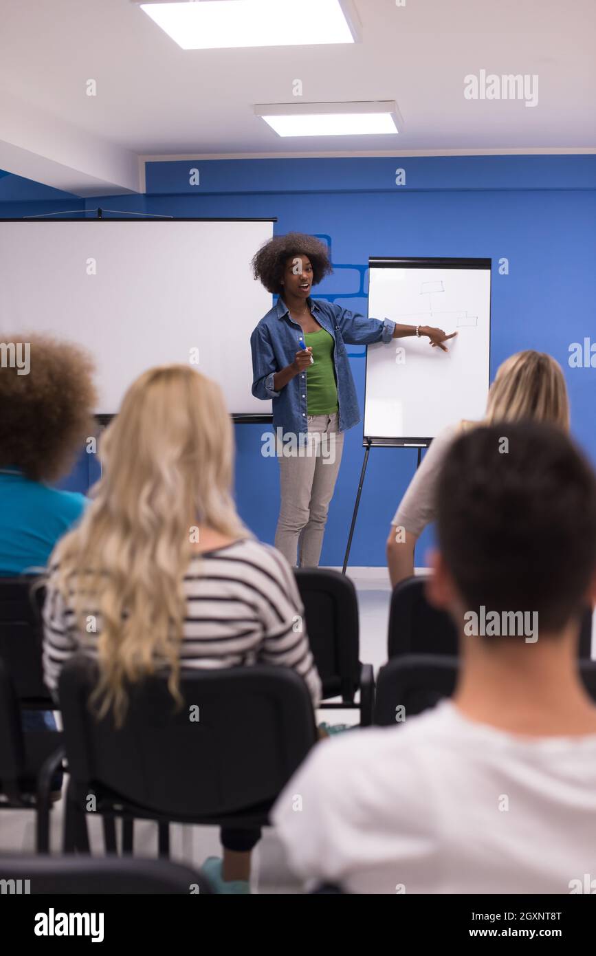Young african american Speaker Seminar Corporate Business Meeting ...