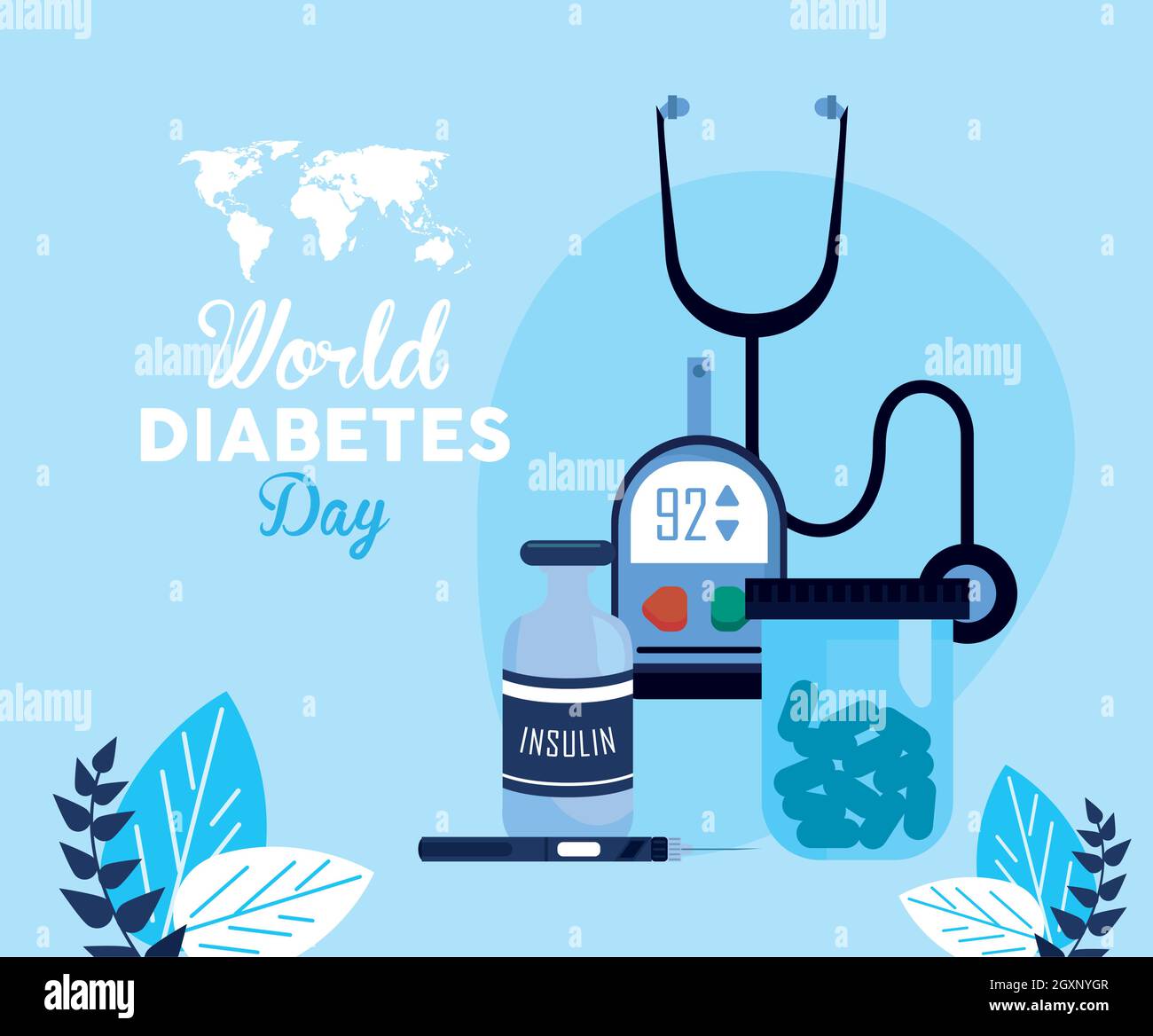 world diabetes day postcard Stock Vector Image & Art - Alamy