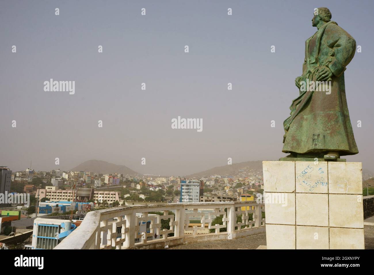 Statue of Diego Gomez, View over Praia, Plato, Praia Centre, Praia ...