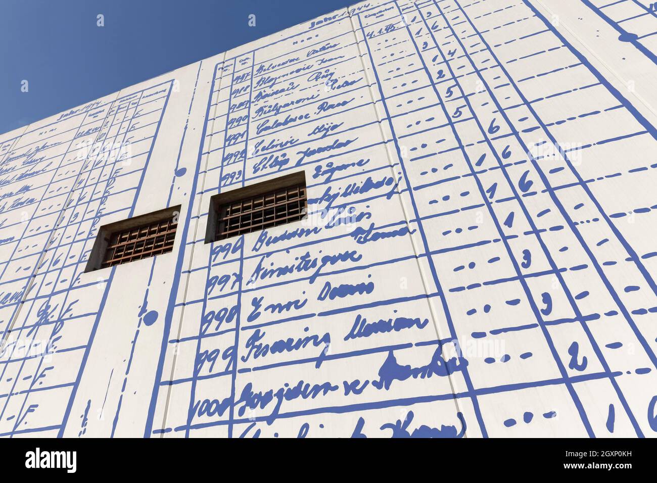 Prison wall designed by artist Ramesch Daha, prison register from 1945 ...