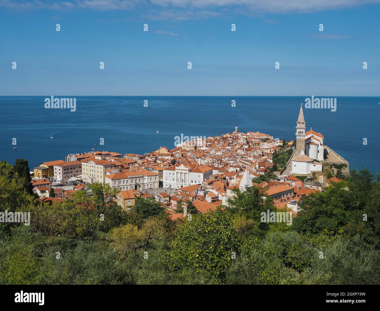 Piran on the Adriatic Coast, cityscape from the City Wall, Piran ...