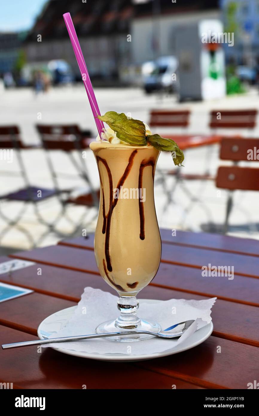 Iced Coffee, Pasing, Munich, Upper Bavaria, Bavaria, Germany Stock ...