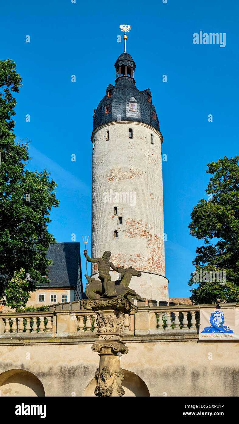 Neptune Fountain and Hausmann Tower, built in the 12th century ...