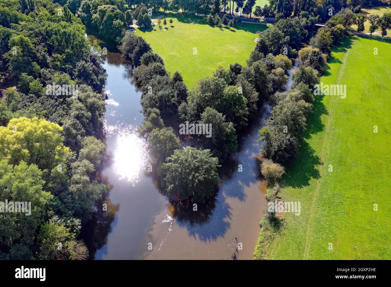Confluence, union of the Rednitz on the right and the Pegnitz on the ...