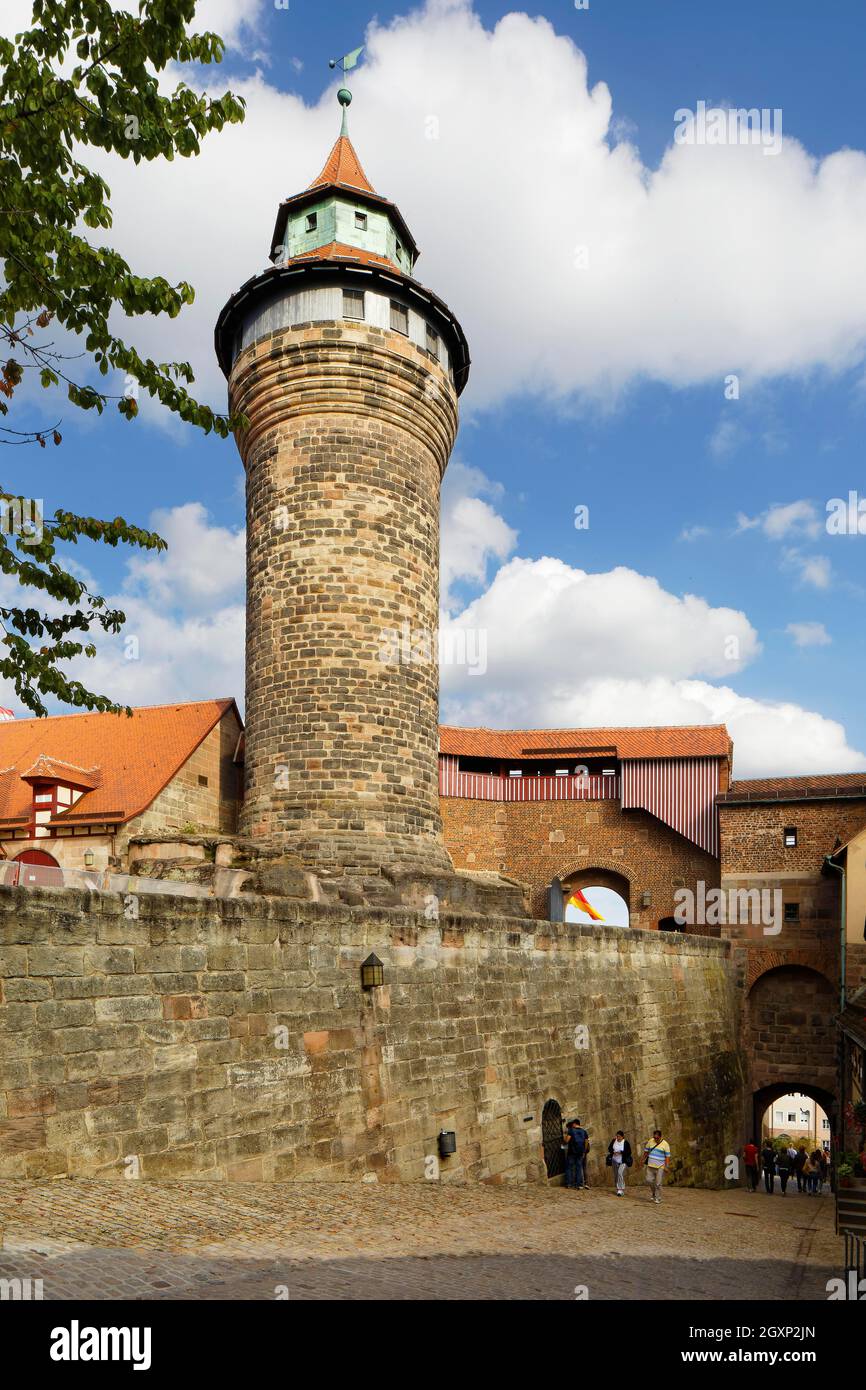 Stairway to the forecourt, Sinwell Tower, built 13th century, height 41 ...
