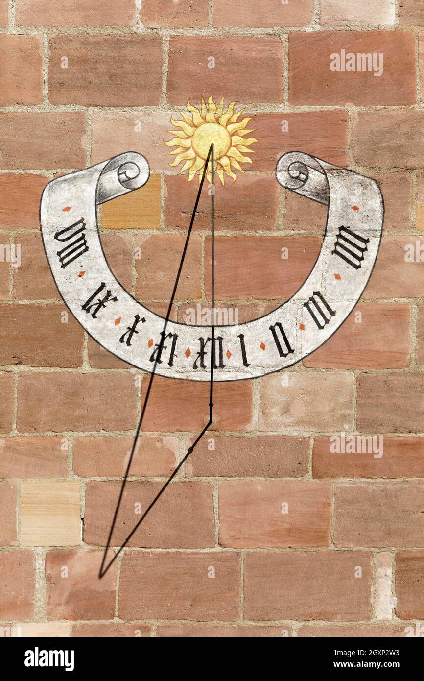 Old sundial on the south side of the Schuerstabhaus, patrician house ...