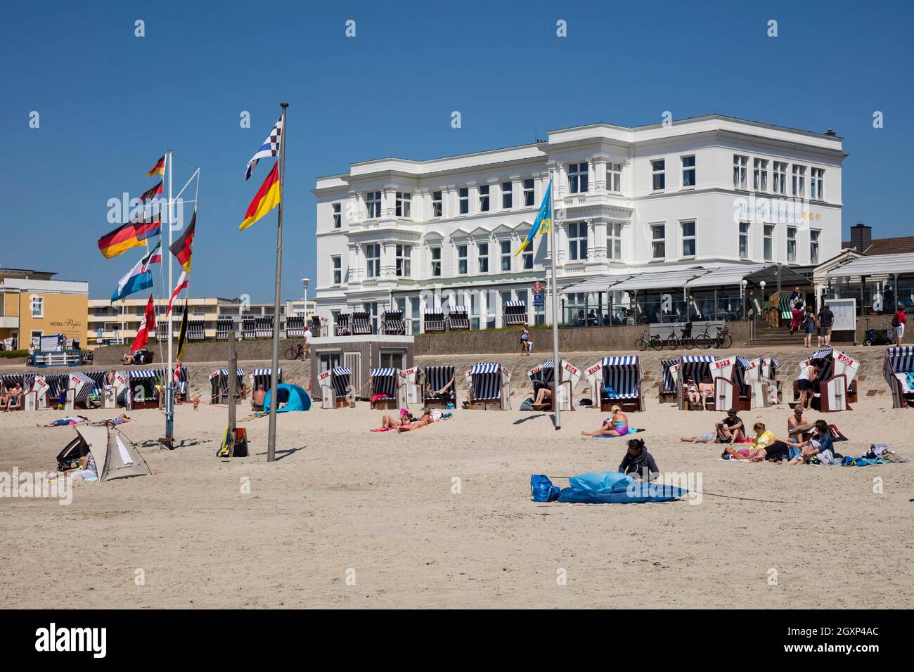 House on the west beach, sandy beach, Norderney, Osfriesian island ...