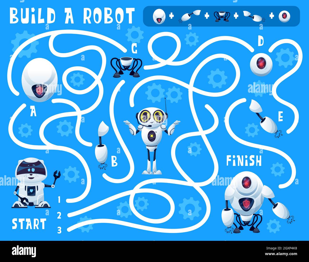 Kids game build a robot maze with cartoon artificial intelligence bots ...