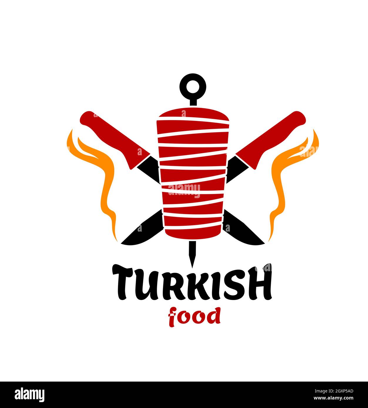 Turkish cuisine food icon. Isolated vector doner kebab or shawarma and ...