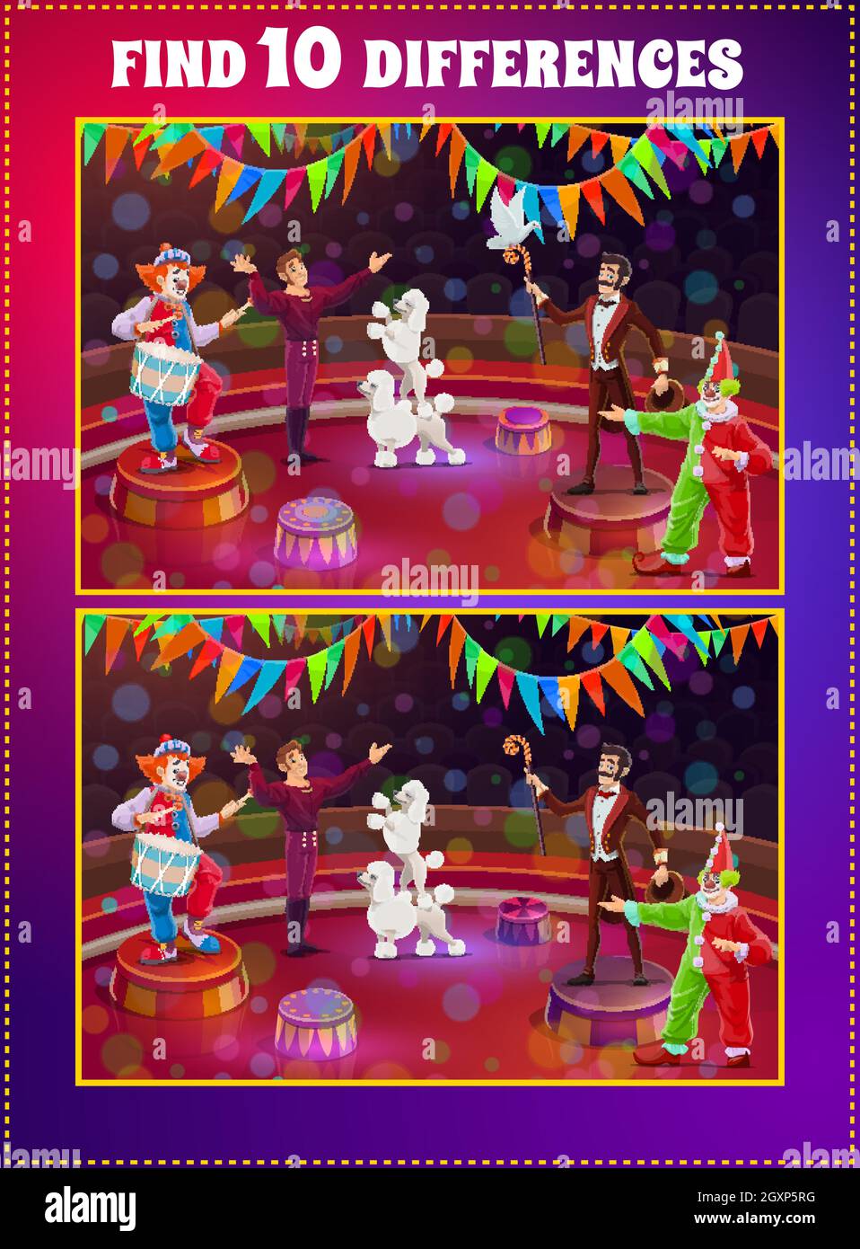 Circus ten differences kids game. Children educational activity ...