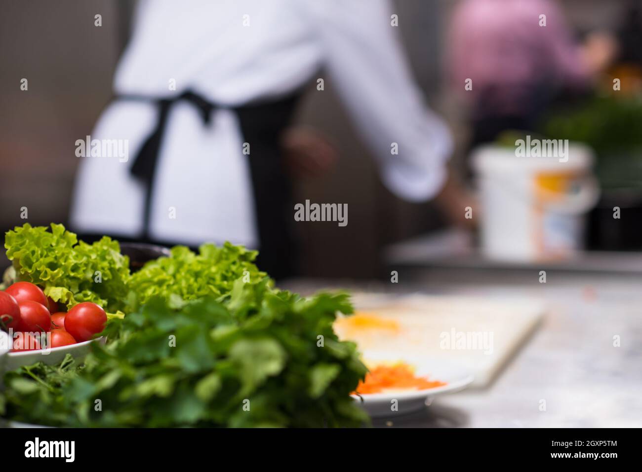 delicious assortment of farm fresh vegetables in restaurant kitchen ...