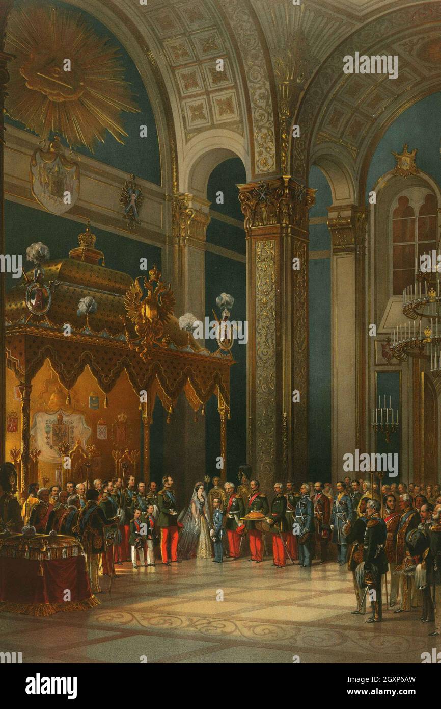 Prayer during the Coronation of Alexander II Stock Photo - Alamy