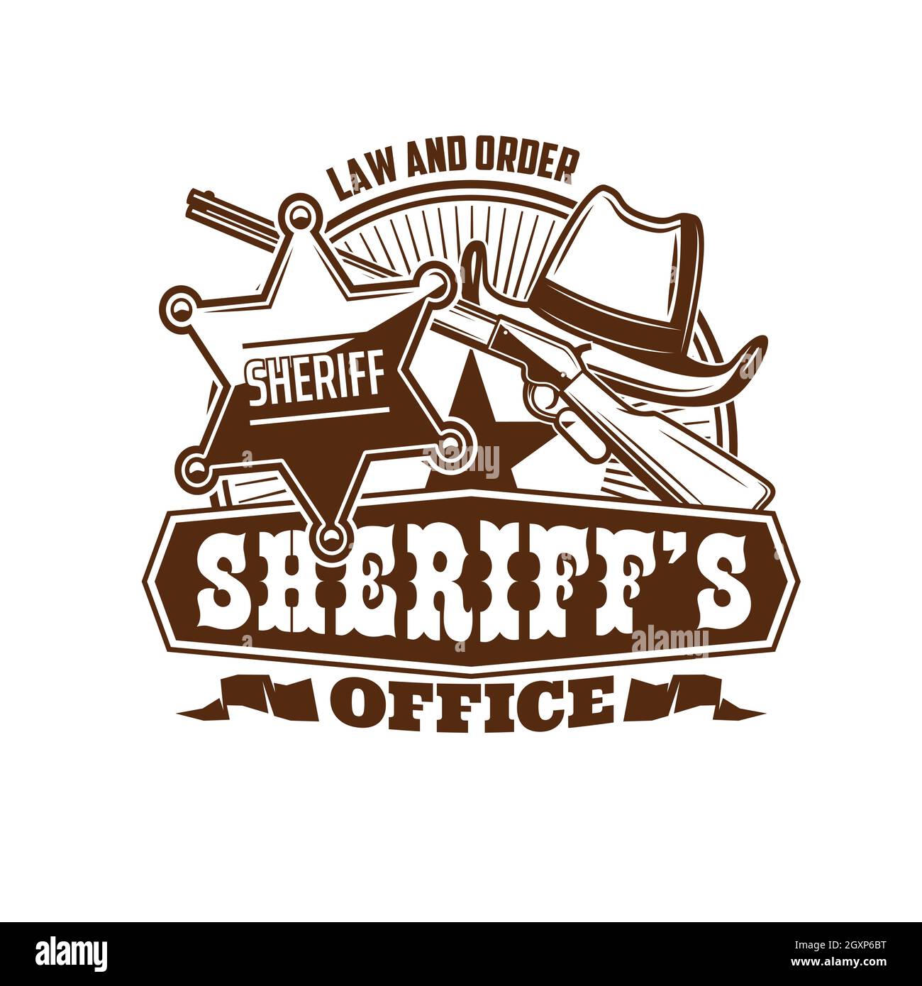 Sheriff office icon, marshal or Wild West lawman retro emblem. Vector ...