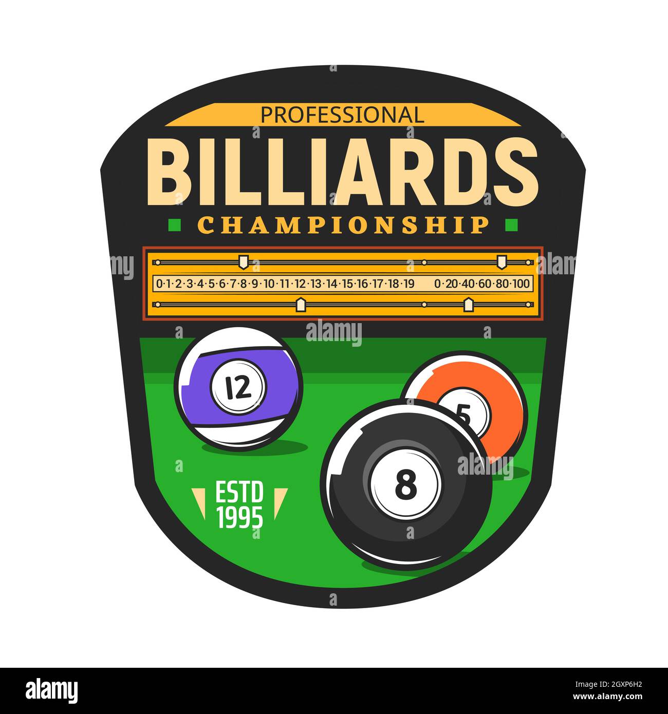 Billiards championship icon for snooker pool sport game tournament ...