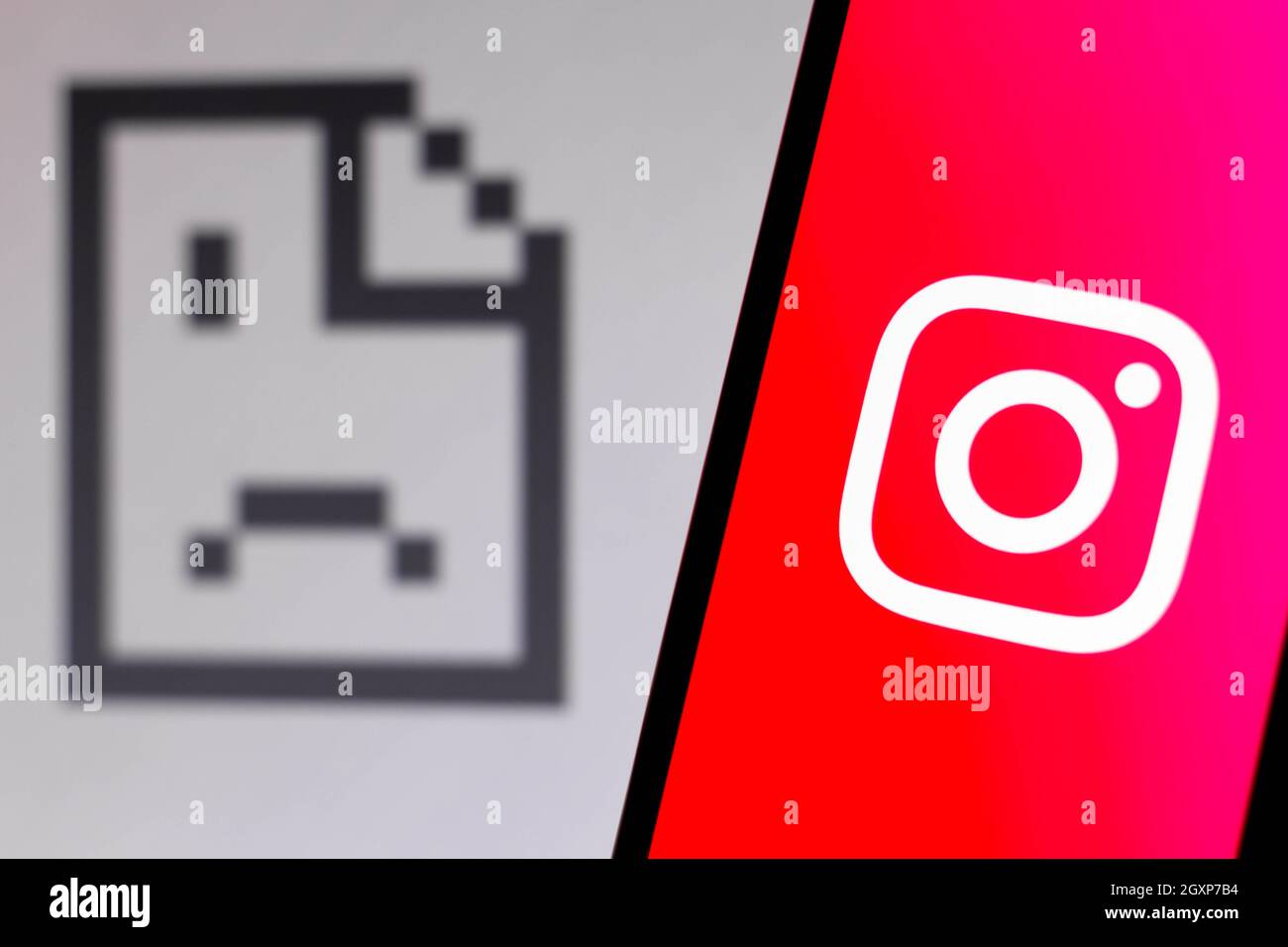 In this photo illustration the Instagram logo seen displayed on a ...