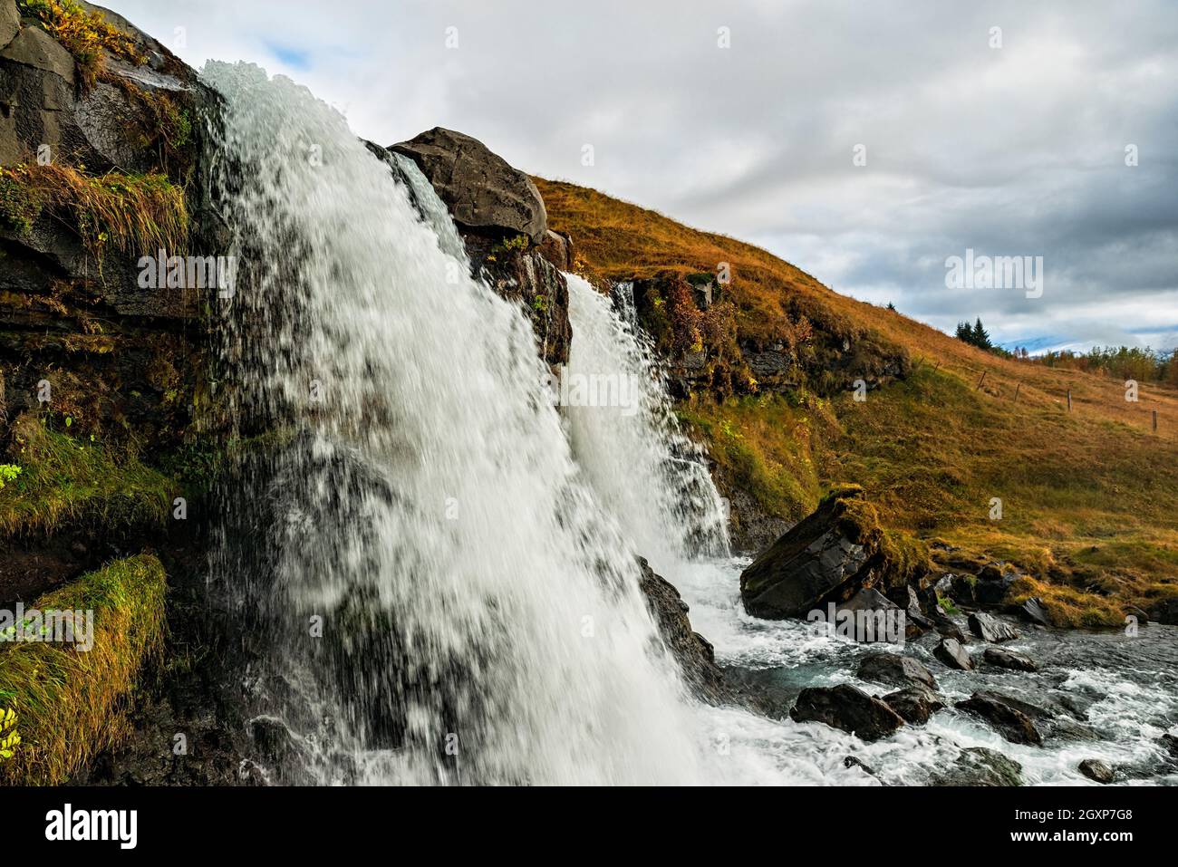 Gluggafoss waterfall in summer season also called Merkjarfoss near ...