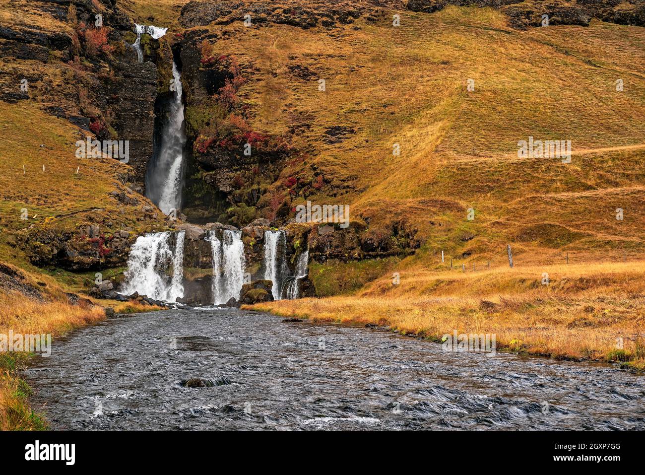 Gluggafoss waterfall in summer season also called Merkjarfoss near ...