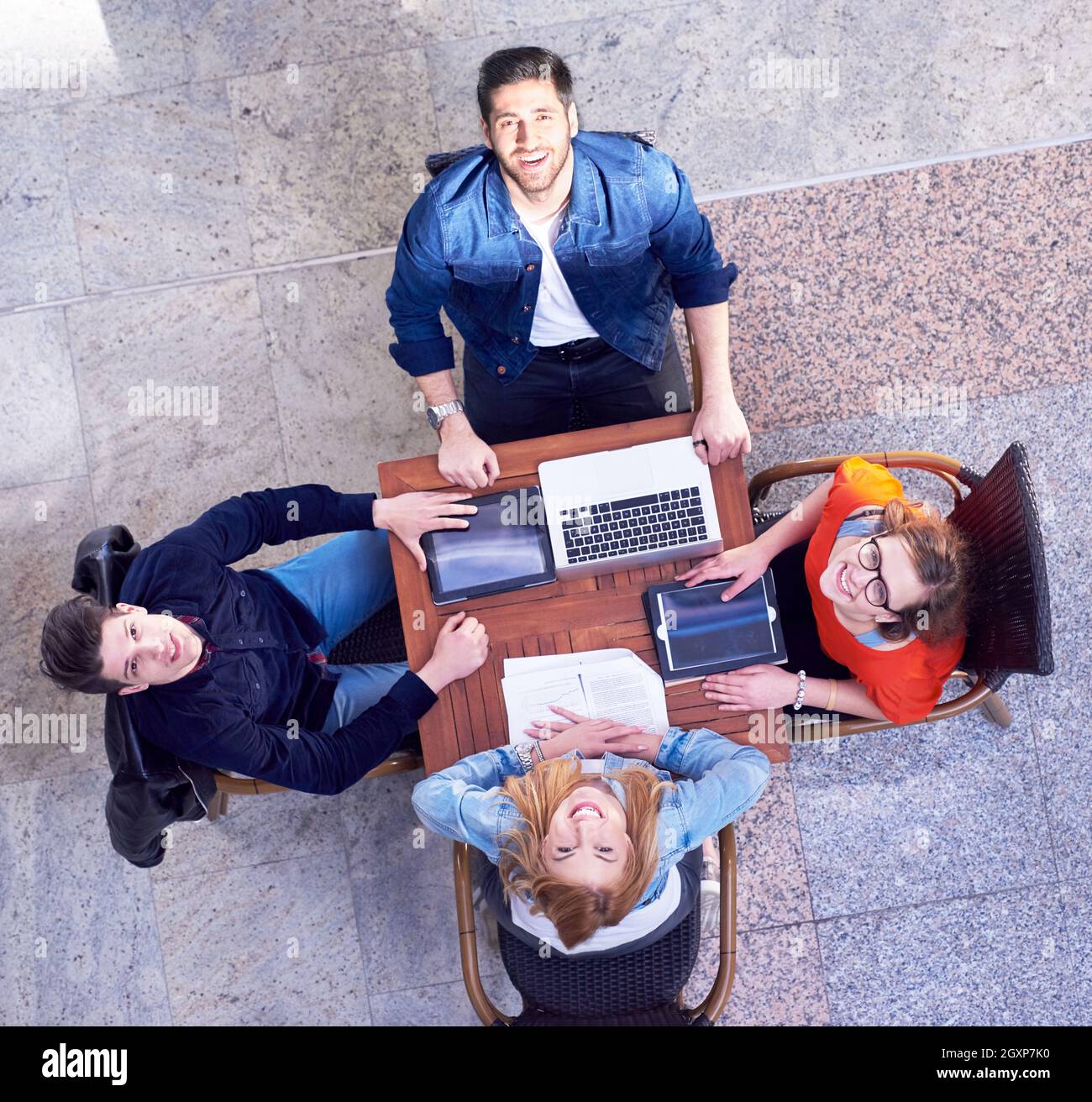 students group working on school project together at modern university ...