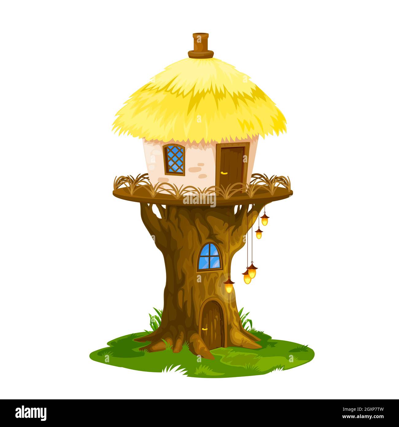 Fairy elf or gnome house, vector dwelling of cartoon fantasy magic ...