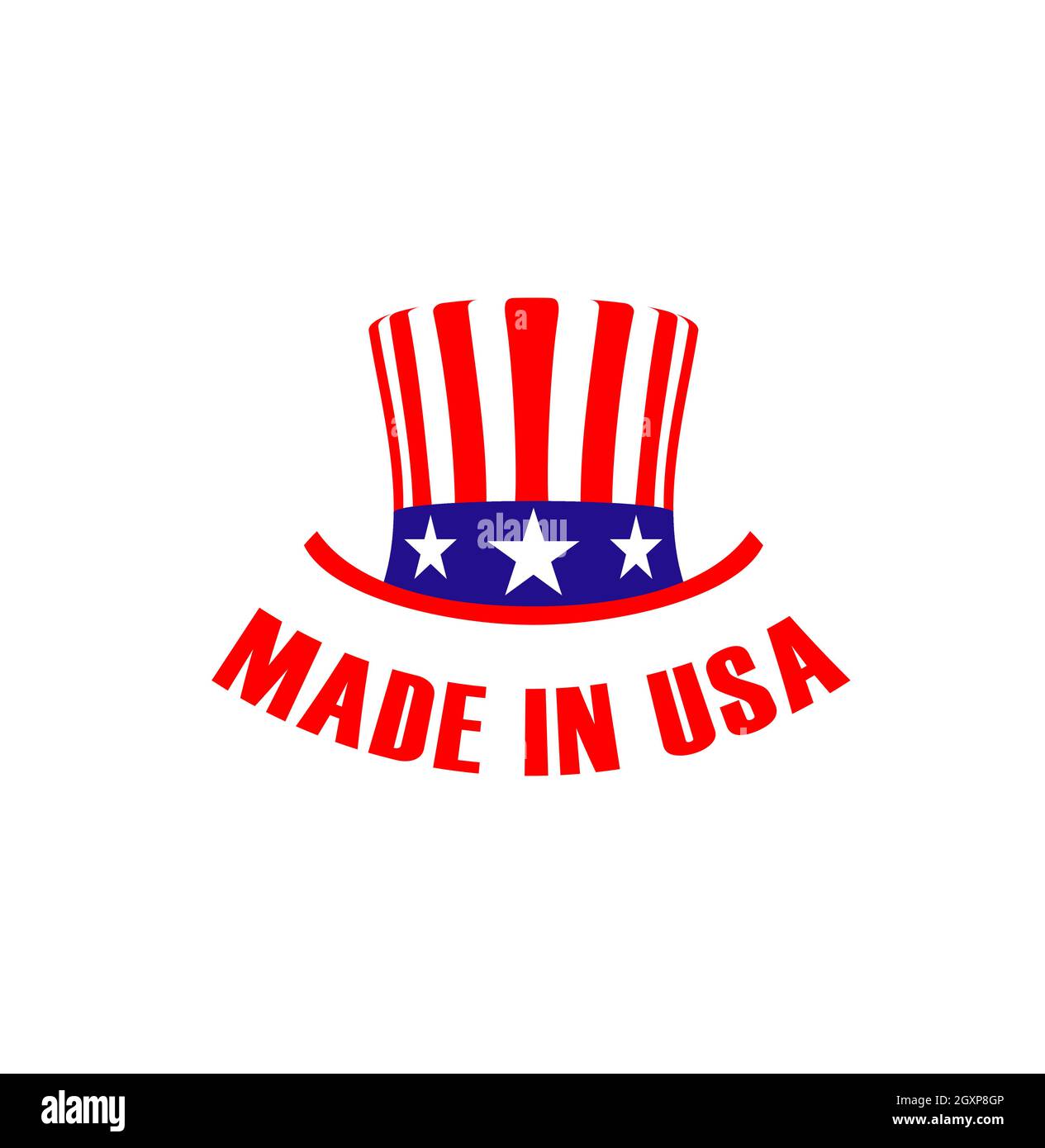 Made in Usa label with hat. Vector emblem with uncle Sam cap isolated ...