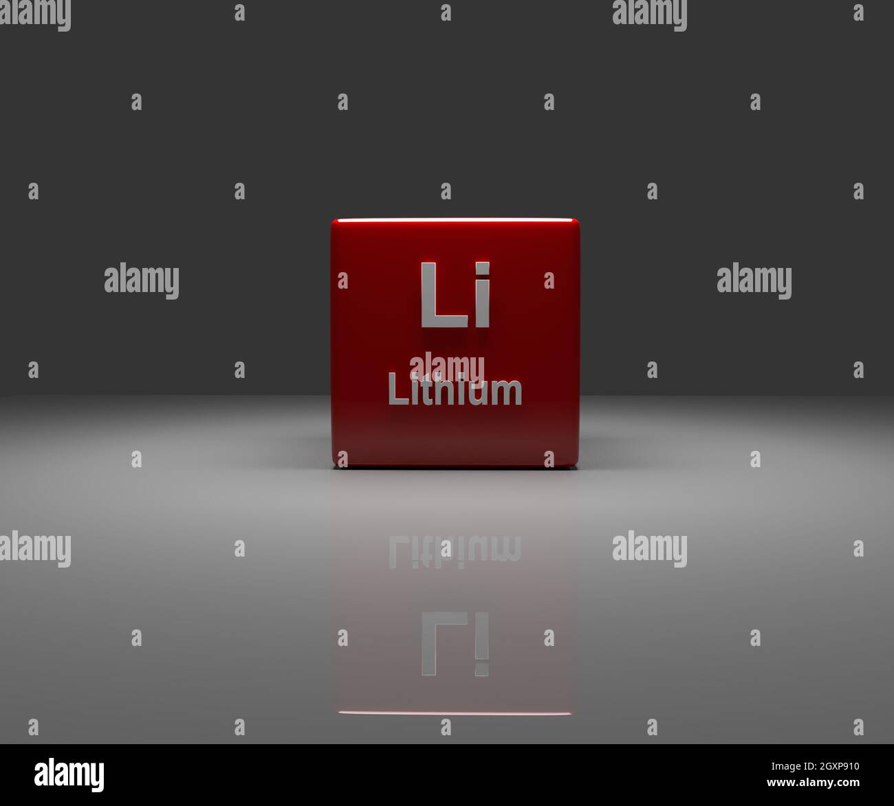 Red Cube with Li Lithium periodic system, 3d rendering Stock Photo - Alamy