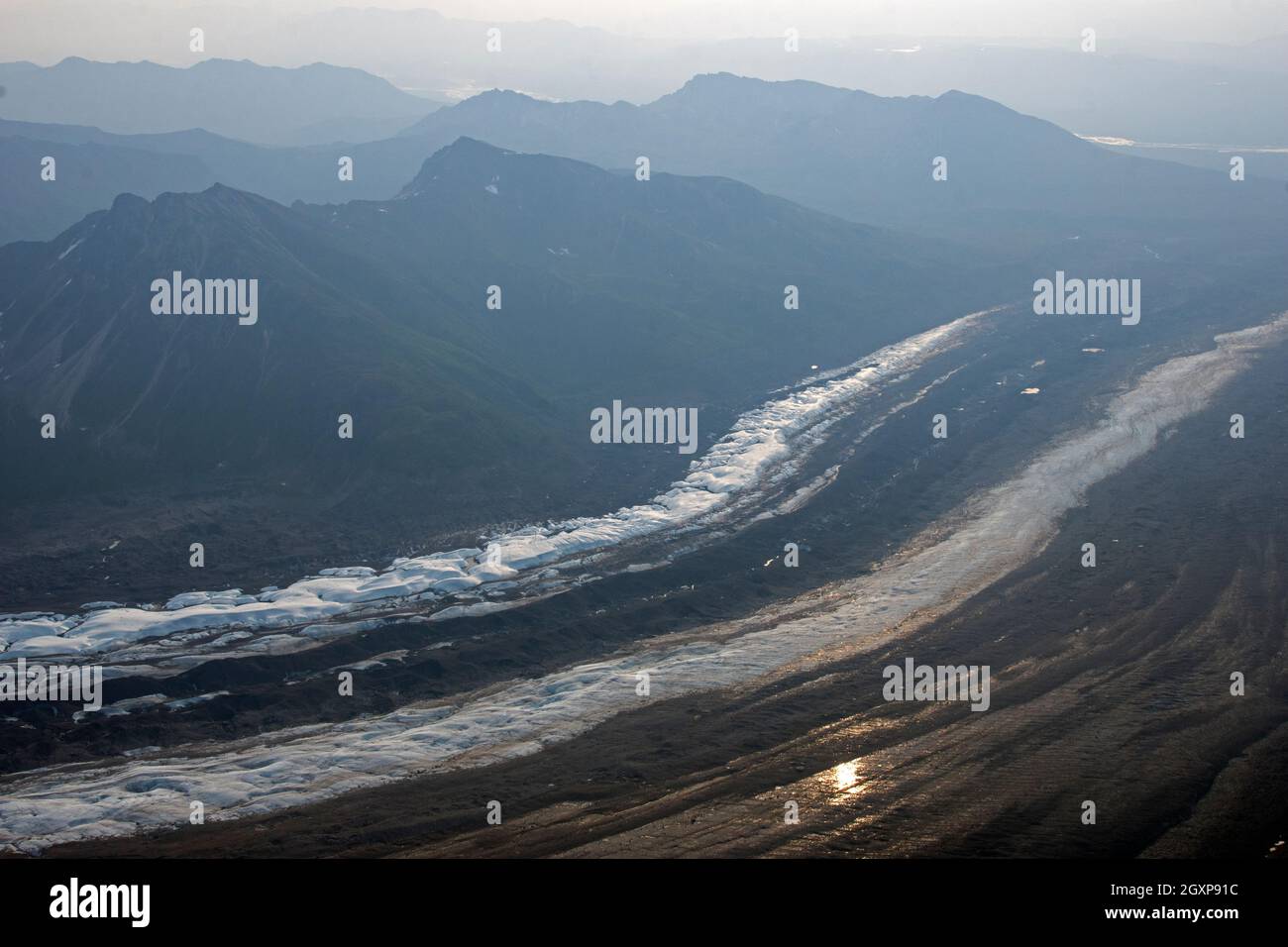 Aerial view of glacier highway at Denali National Park and Preserve ...