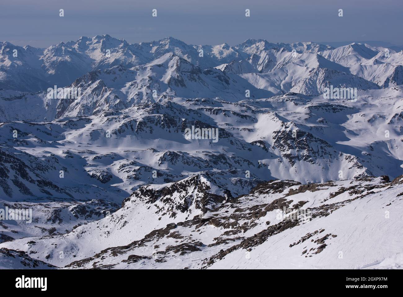 mountain landscape at winter with fresh snow on beautiful sunny day at ...