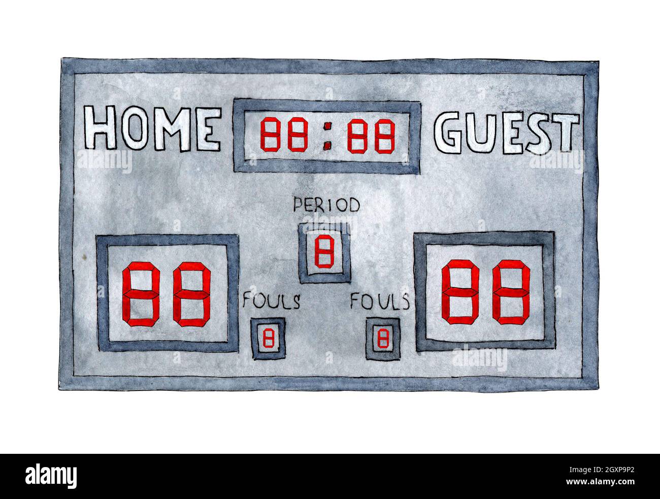 Watercolor sketch scoreboard for sports games. Stadium electronic ...